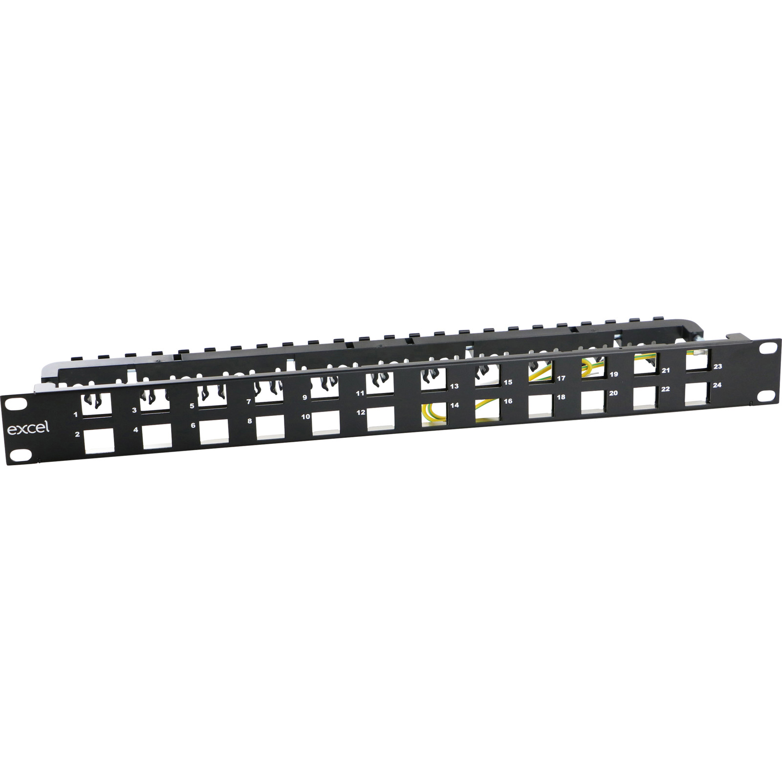 100-023 EXCEL UTP 24-PORT U/L BLACK ANGLED KEYSTONE FRAME ...